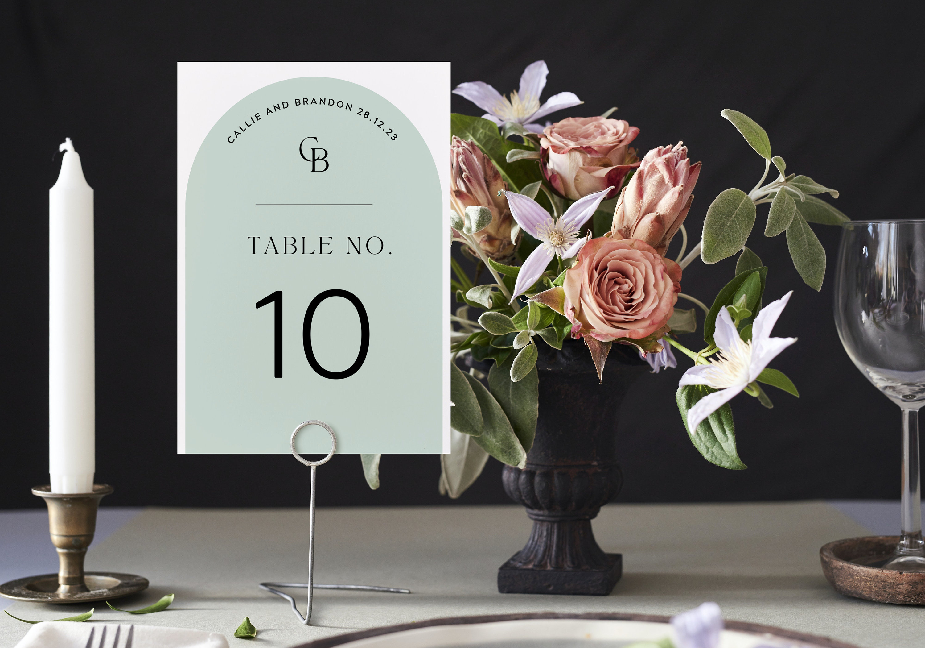 Pastel Green Table Numbers Sign Template Modern Wedding Sign - Etsy