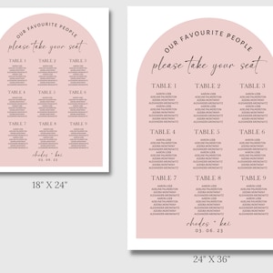 Arch Seating Chart Template | Wedding Seating Chart 18x24", 24x36 ...