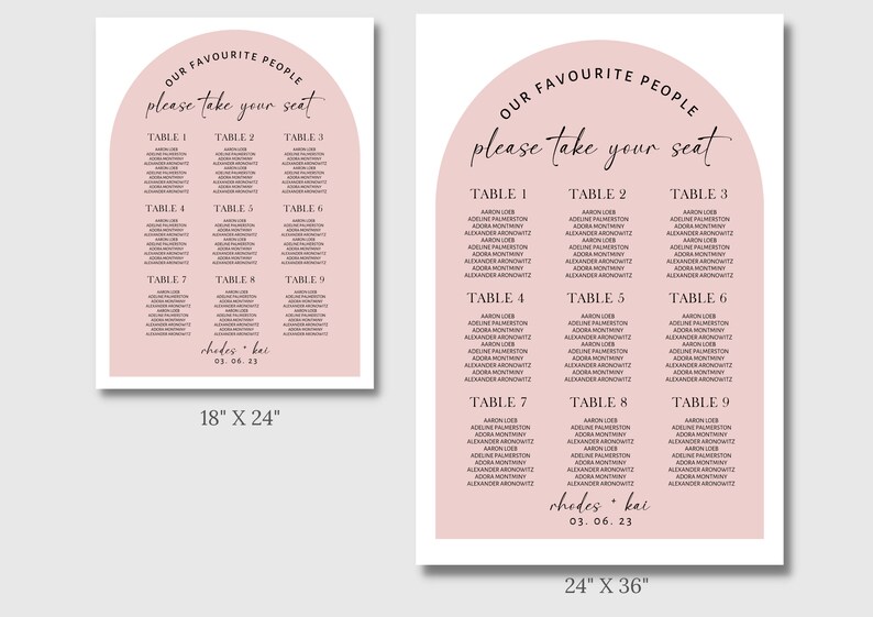 Arch Seating Chart Template Wedding Seating Chart - Etsy