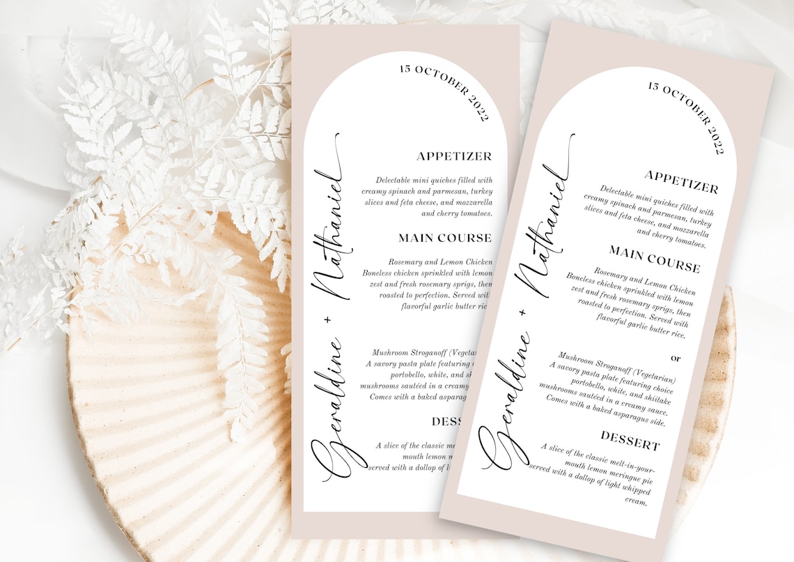 Arch Wedding Menu Template Minimalist Wedding Menu Modern - Etsy