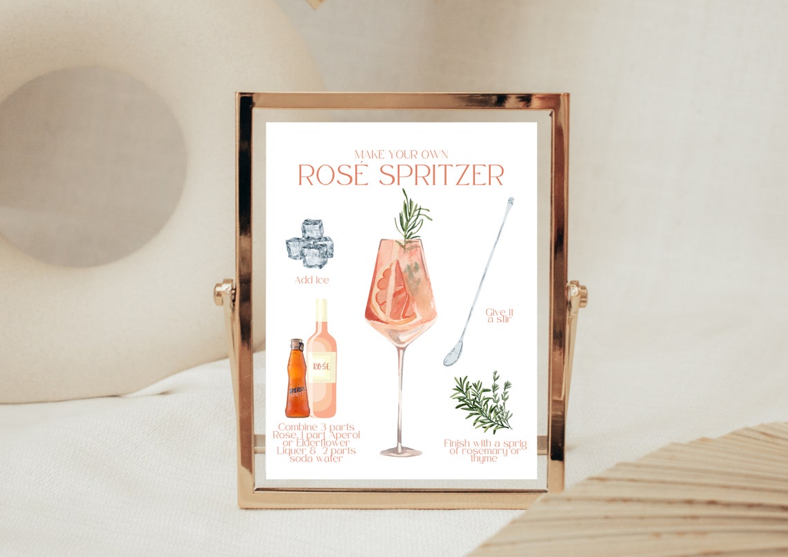 Rosé Spritzer Bar Sign | Make Your Own Cocktail | Rosé Spritzer Recipe ...