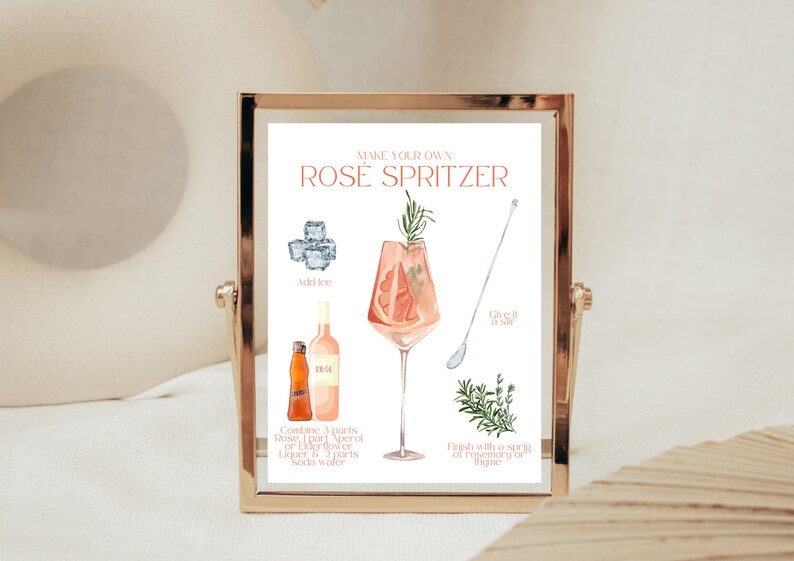 Rosé Spritzer Bar Sign Make Your Own Cocktail Rosé Spritzer Recipe ...