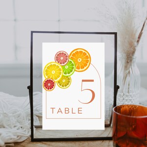 Citrus Theme Table Number Template | Table Number Sign | Arch Table ...