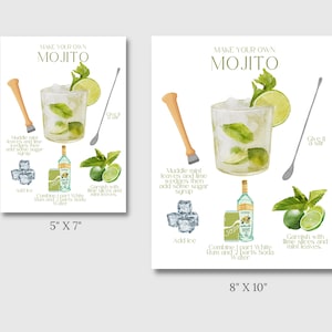 Mojito Bar Sign | Make Your Own Cocktail | Mojito Recipe Sign ...