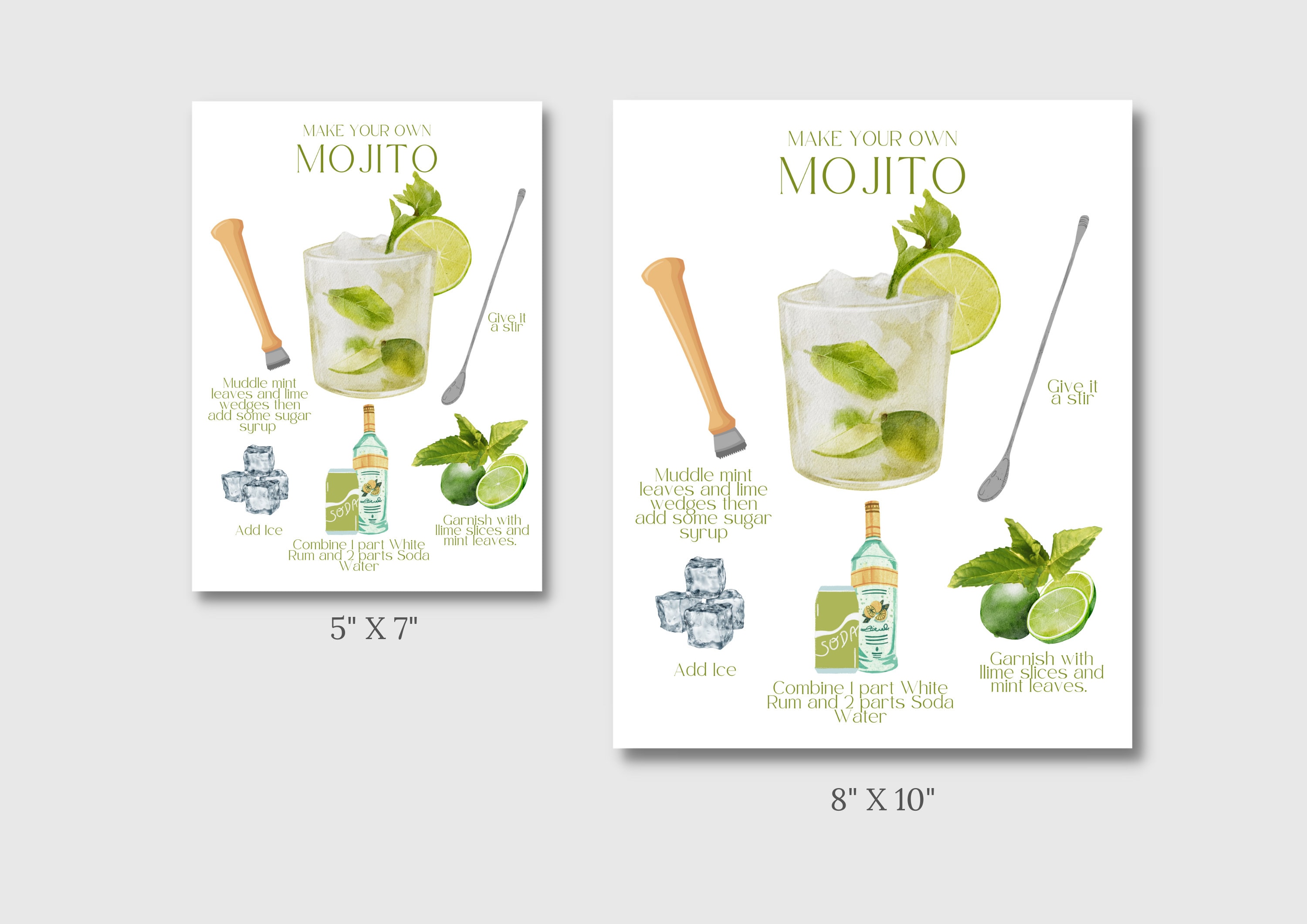 Mojito Bar Sign | Make Your Own Cocktail | Mojito Recipe Sign ...