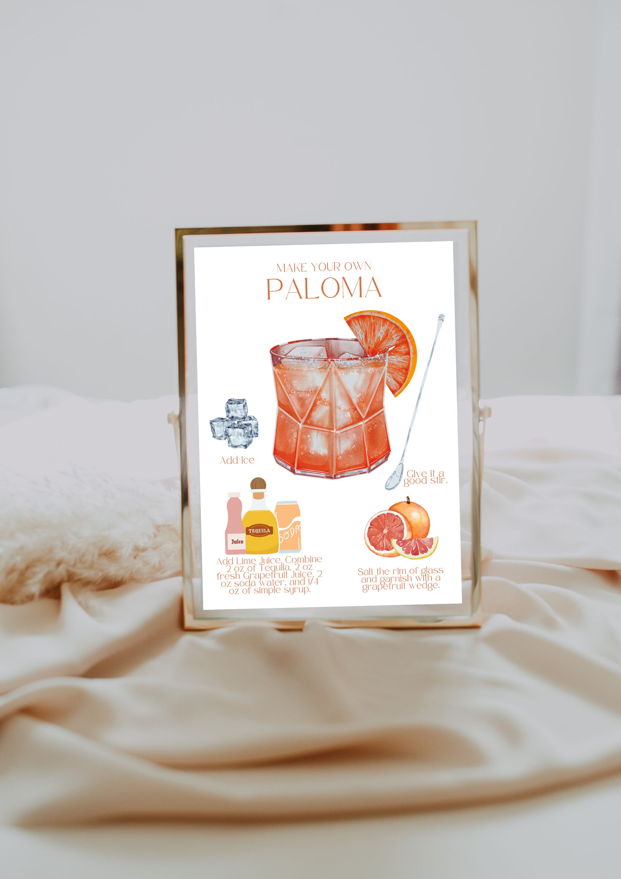 Paloma Bar Sign Make Your Own Cocktail Paloma Recipe Cocktail Bar Sign ...