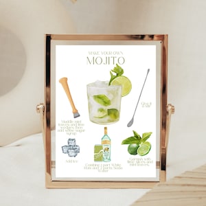 Mojito Bar Sign | Make Your Own Cocktail | Mojito Recipe Sign ...