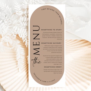Oval Beige Menu Template | Double Arch Menu Cards | Arch Menu Template ...