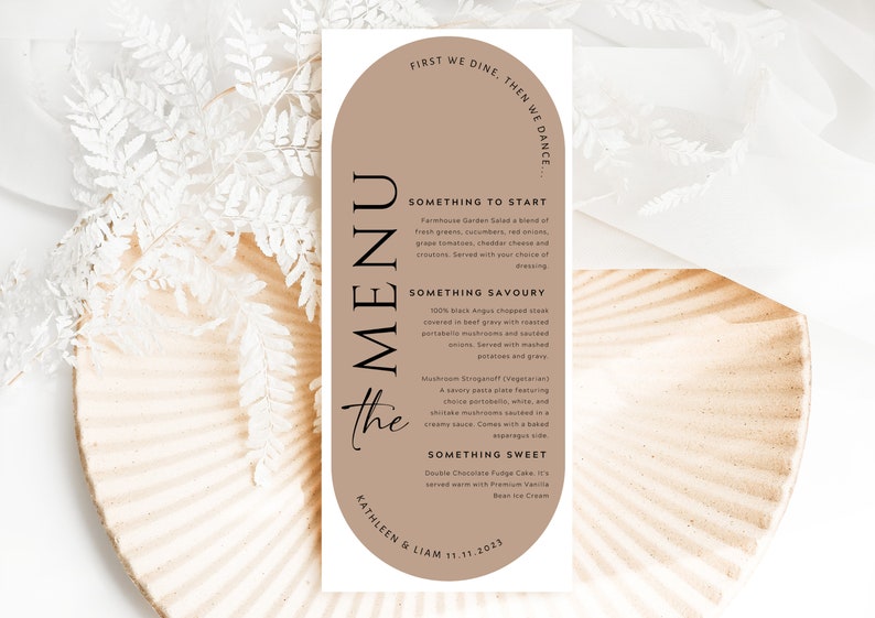 Oval Beige Menu Template Double Arch Menu Cards Arch Menu Template ...