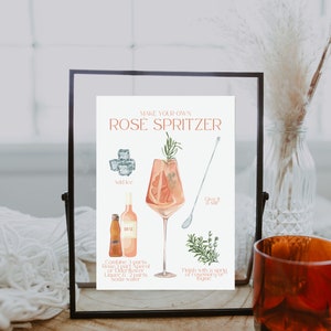 Rosé Spritzer Bar Sign | Make Your Own Cocktail | Rosé Spritzer Recipe ...