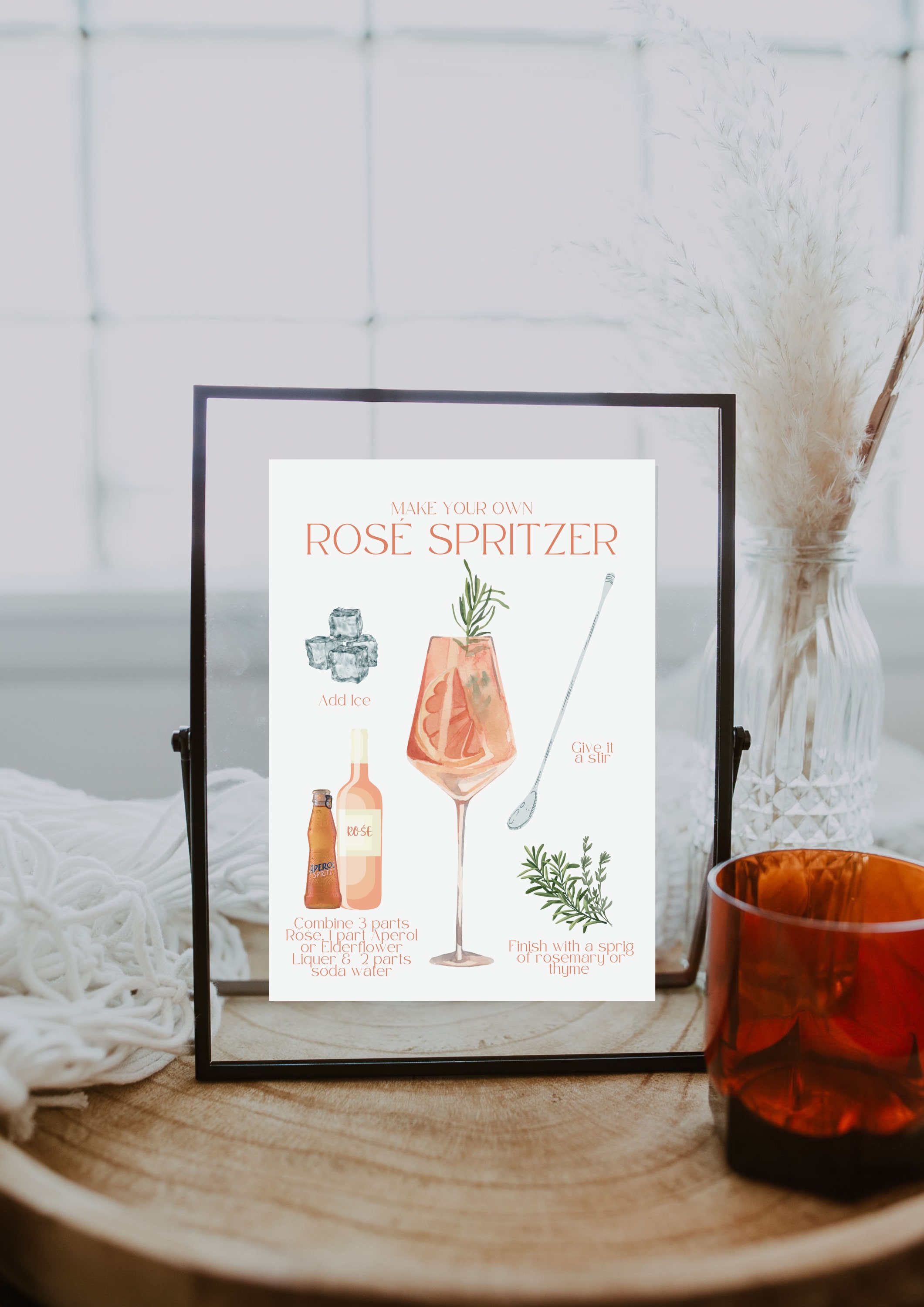 Rosé Spritzer Bar Sign | Make Your Own Cocktail | Rosé Spritzer Recipe ...