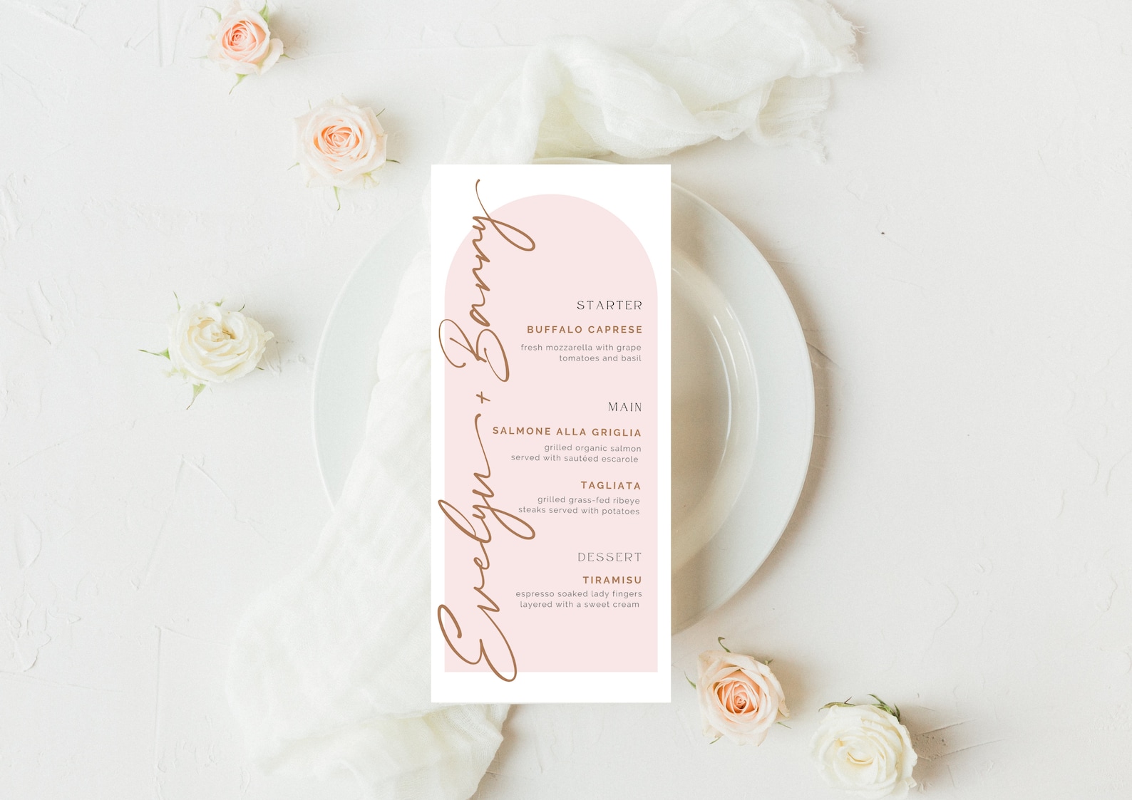 Arch Blush Menu Card | Printable Modern Dinner Card for Wedding, Bridal ...