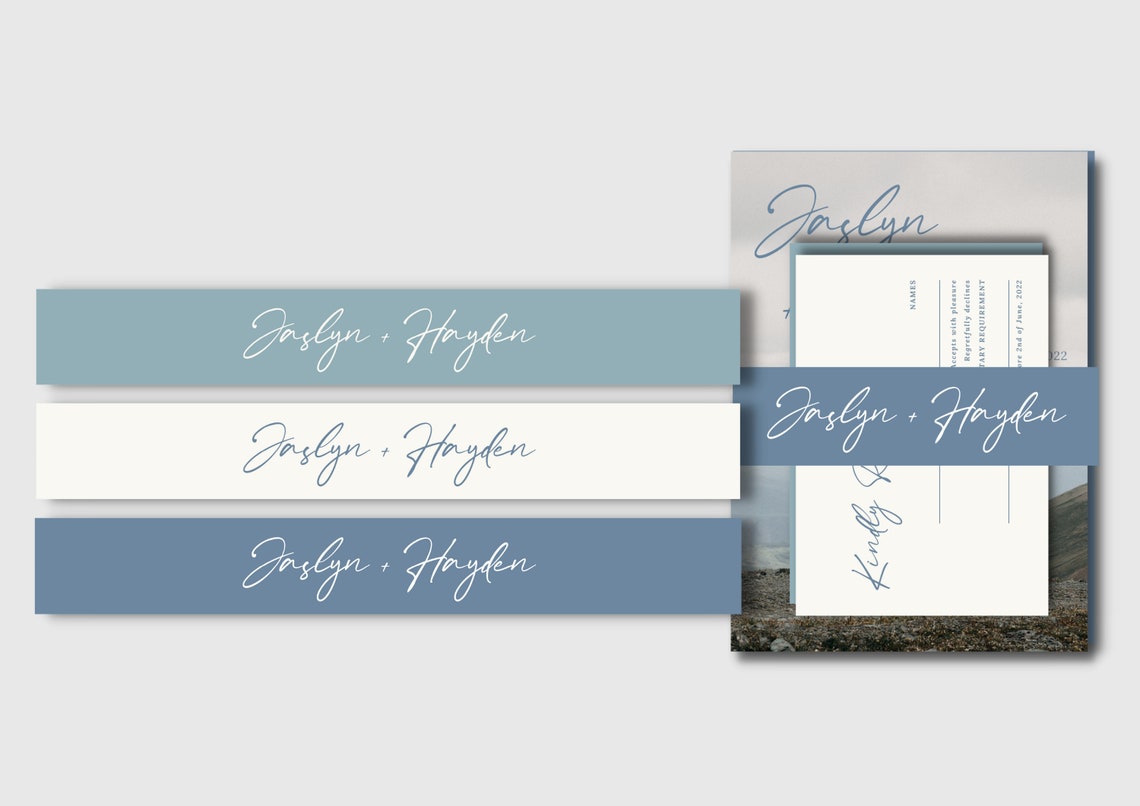 Dusty Blue Wedding Invitation Template Bundle Dusty Blue | Etsy