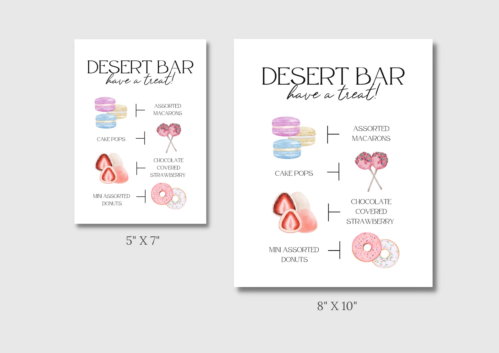 Dessert Bar Sign Dessert Bar Menu Template Event Sign Template, 5x7 ...