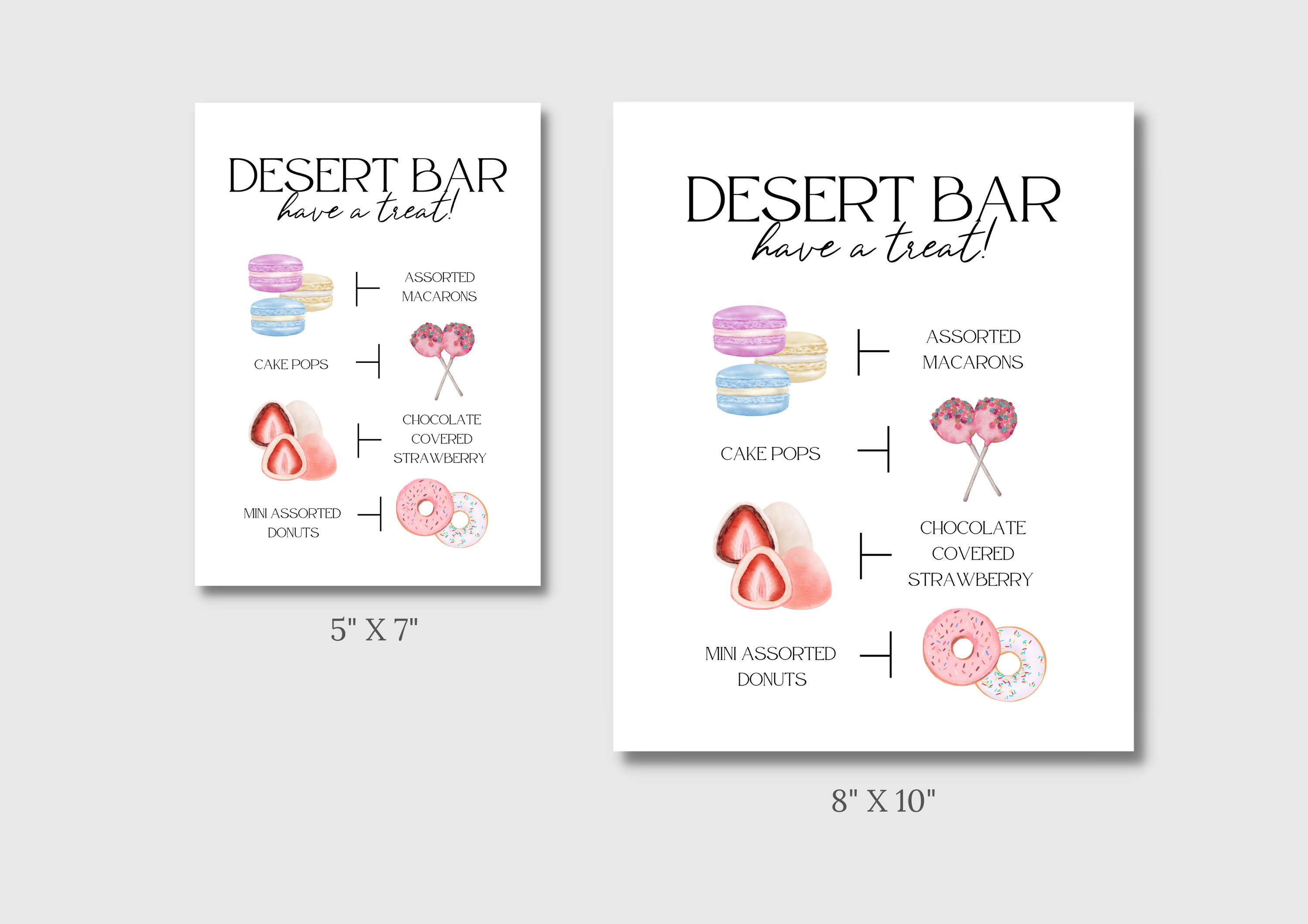 Dessert Bar Sign | Dessert Bar Menu Template | Event Sign Template, 5x7 ...