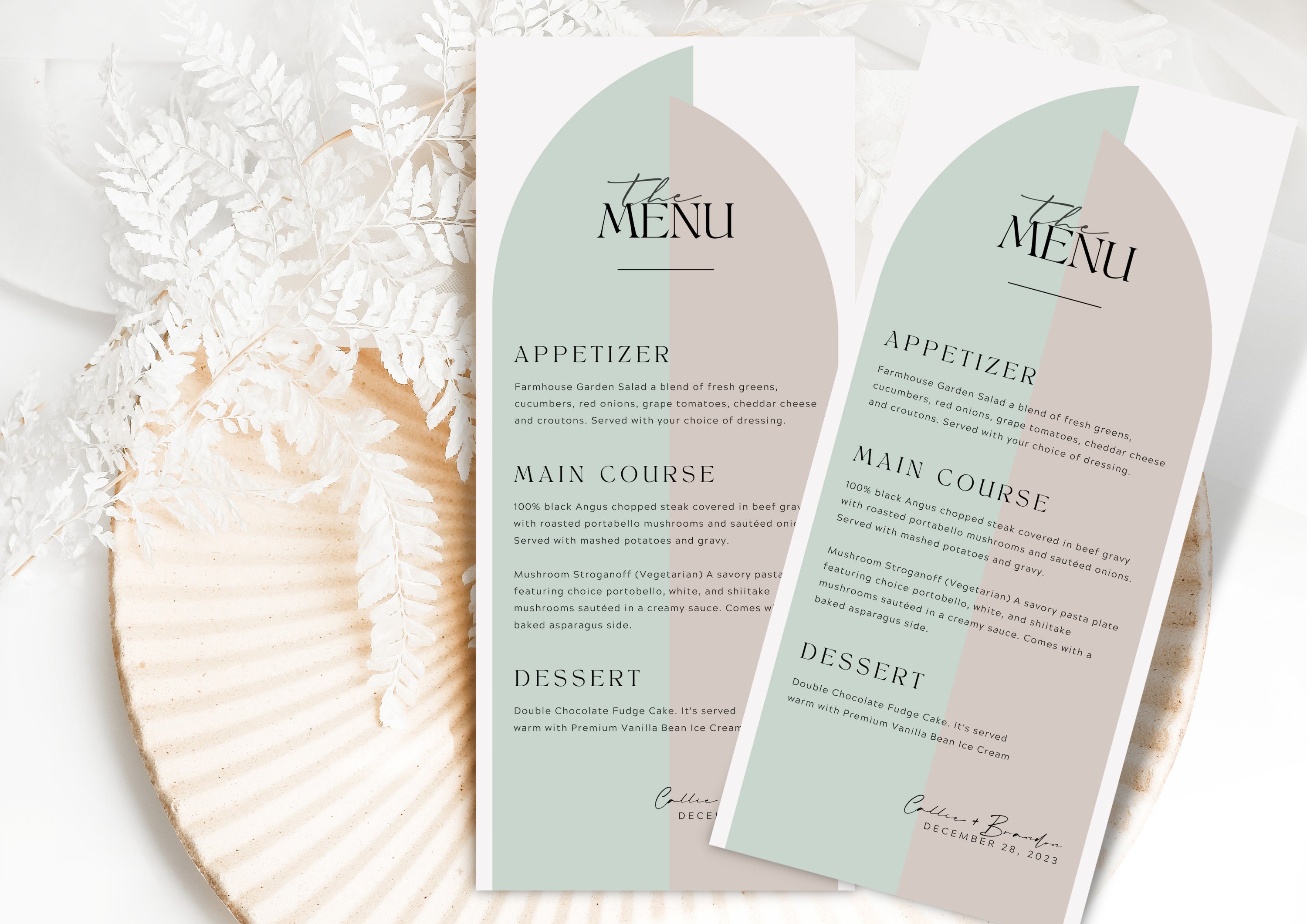 Half Arched Menu Template Editable Pastel Wedding Menu Half Arch Menu ...