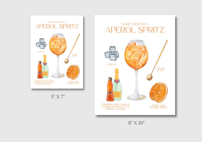 Aperol Spritz Bar Sign | Make Your Own Cocktail | Aperol Spritz Recipe ...