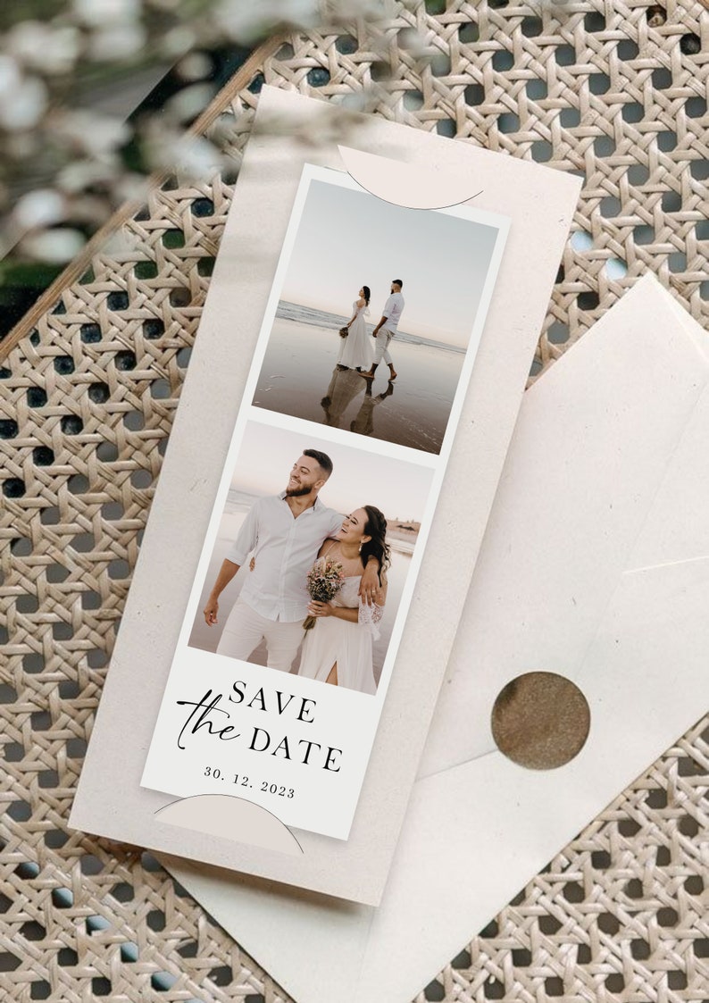 Save the Date Photo Booth Strip | Photo Save the Date Card Template ...