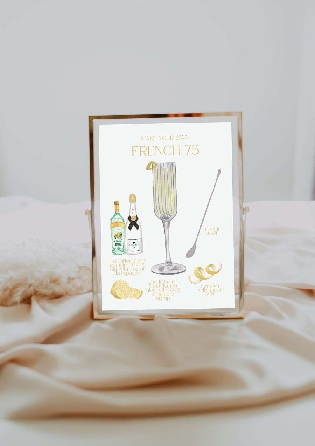 French 75 Bar Sign | Make Your Own Cocktail | French 75 Recipe ...