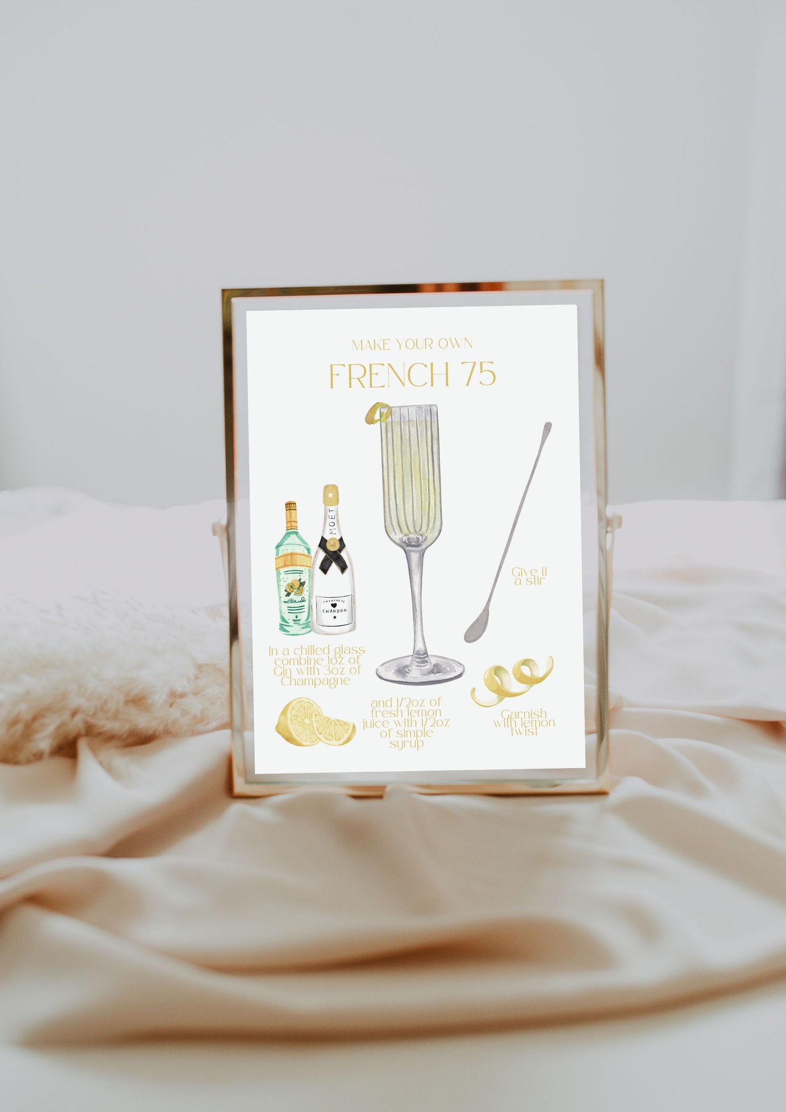 French 75 Bar Sign | Make Your Own Cocktail | French 75 Recipe ...