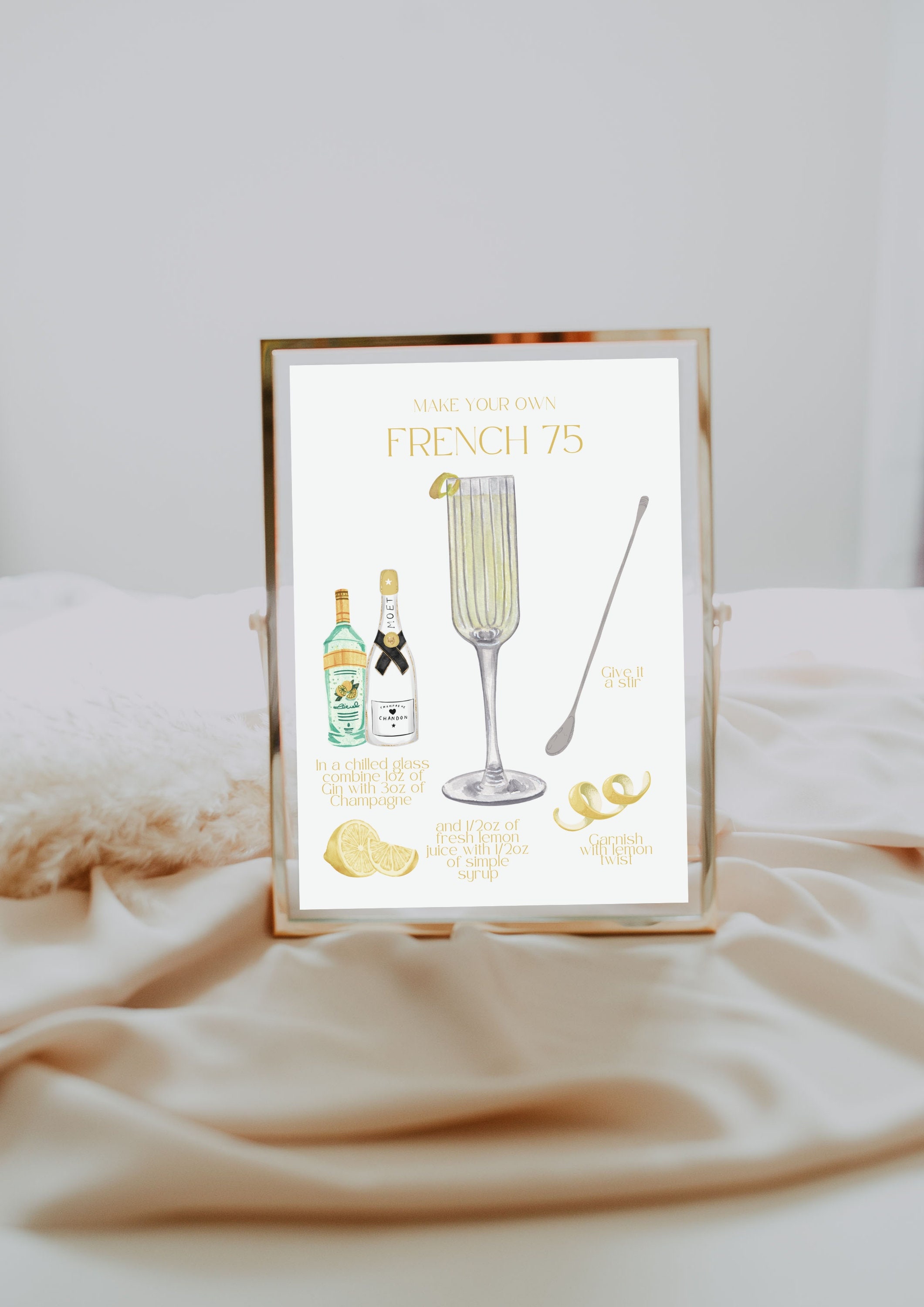 French 75 Bar Sign | Make Your Own Cocktail | French 75 Recipe ...