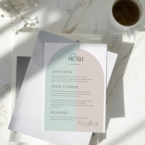 Half Arched Menu Template | Editable Pastel Wedding Menu | Half Arch ...
