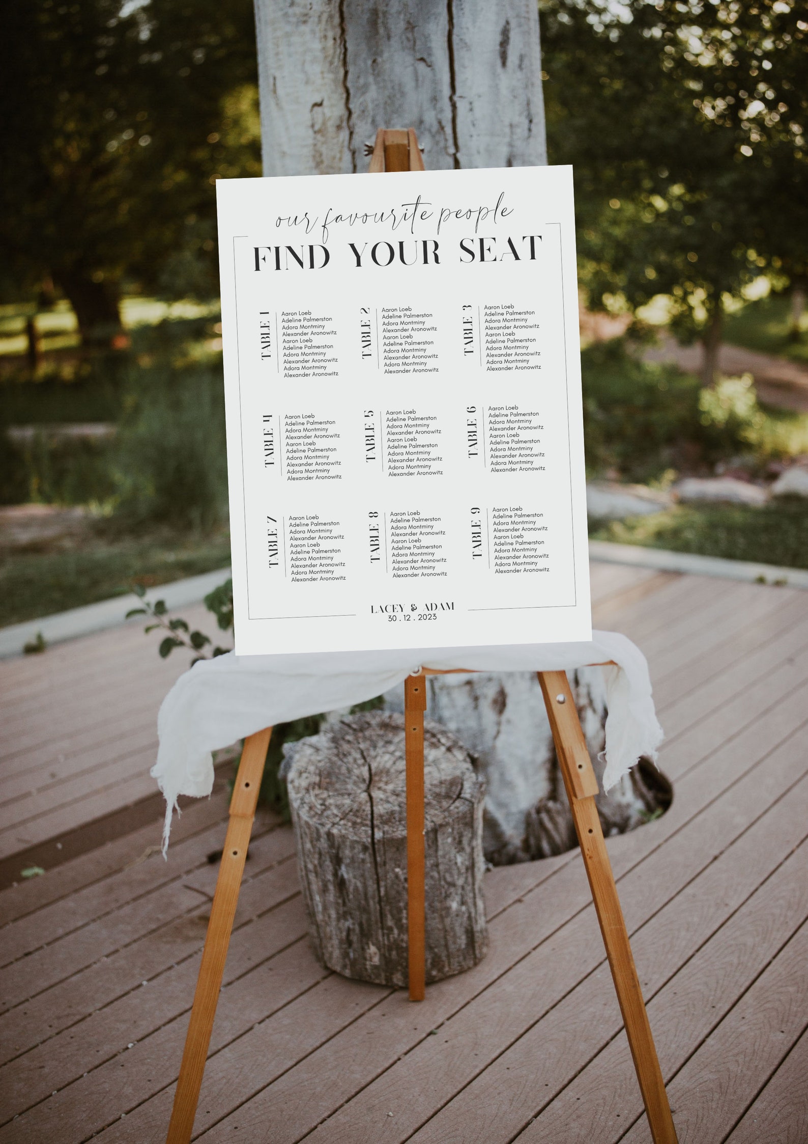Modern Seating Chart Template | Minimalist Wedding Seating Plan | Guest ...