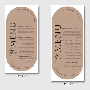 Oval Beige Menu Template | Double Arch Menu Cards | Arch Menu Template ...