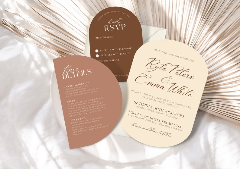 Earth Tones Wedding Invitation Suite | Arch Wedding Stationary | Die ...