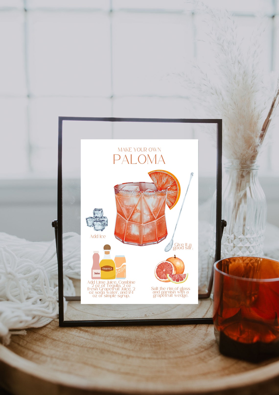 Paloma Bar Sign | Make Your Own Cocktail | Paloma Recipe | Cocktail Bar ...