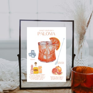 Paloma Bar Sign | Make Your Own Cocktail | Paloma Recipe | Cocktail Bar ...