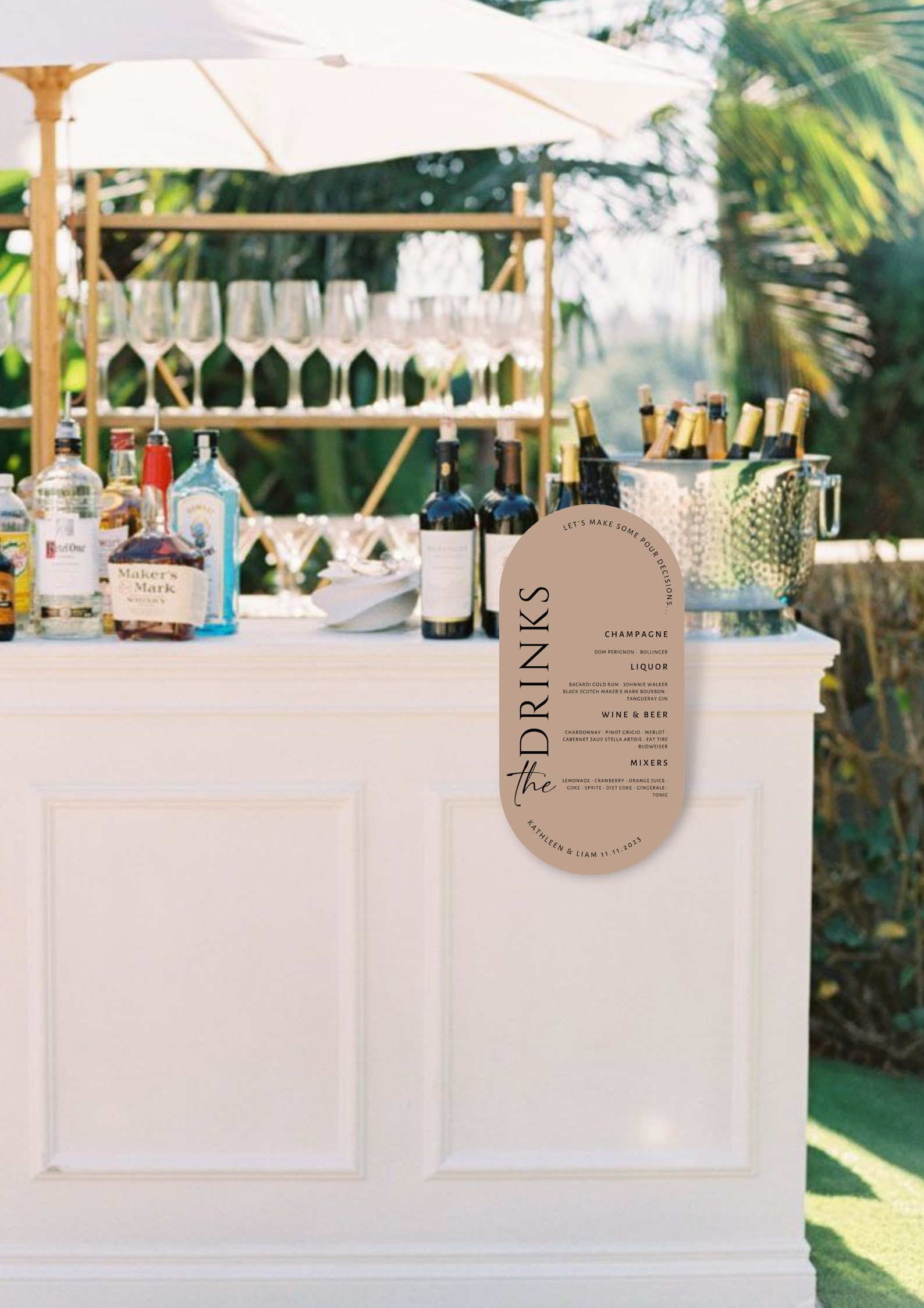 Oval Beige Wedding Bar Sign Hanging Bar Sign Template - Etsy