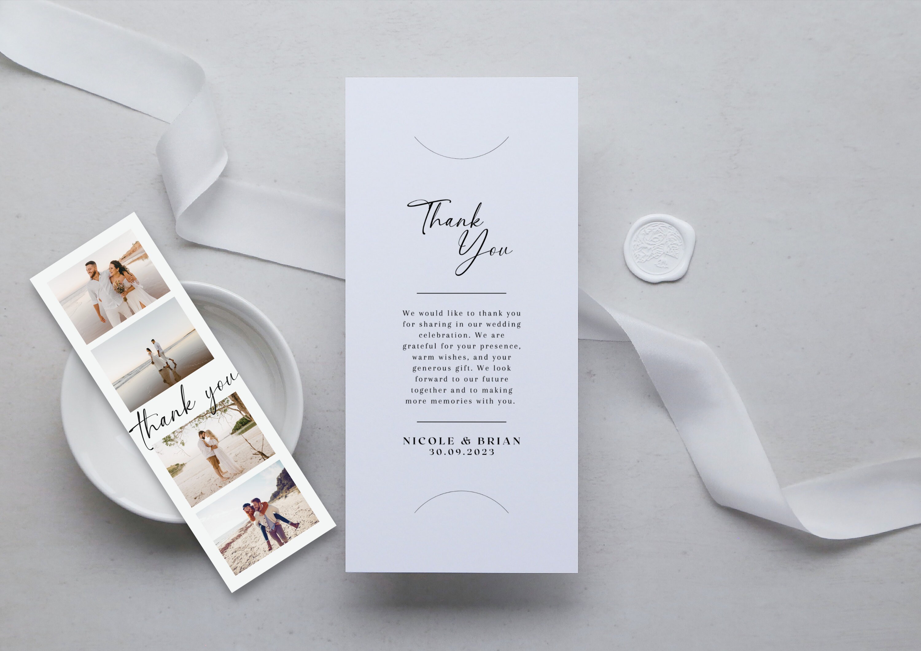 Photo Thank You Card Template | Photo Booth Strip Thank You Card ...
