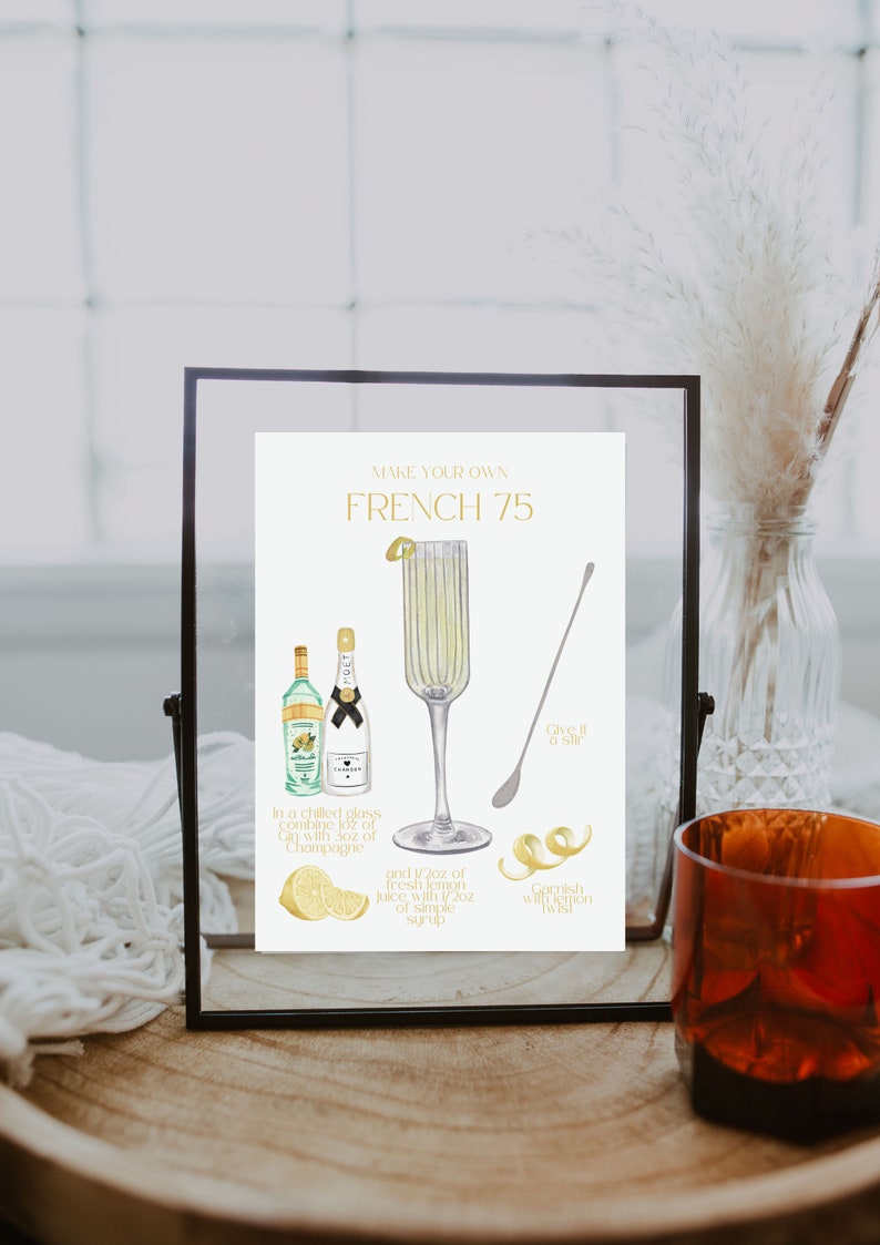French 75 Bar Sign | Make Your Own Cocktail | French 75 Recipe ...