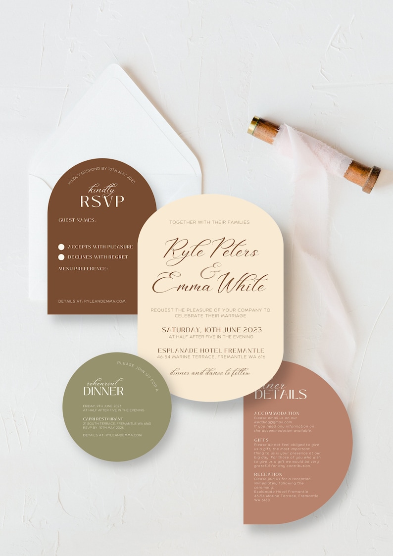 Earth Tones Wedding Invitation Suite Arch Wedding Stationary - Etsy