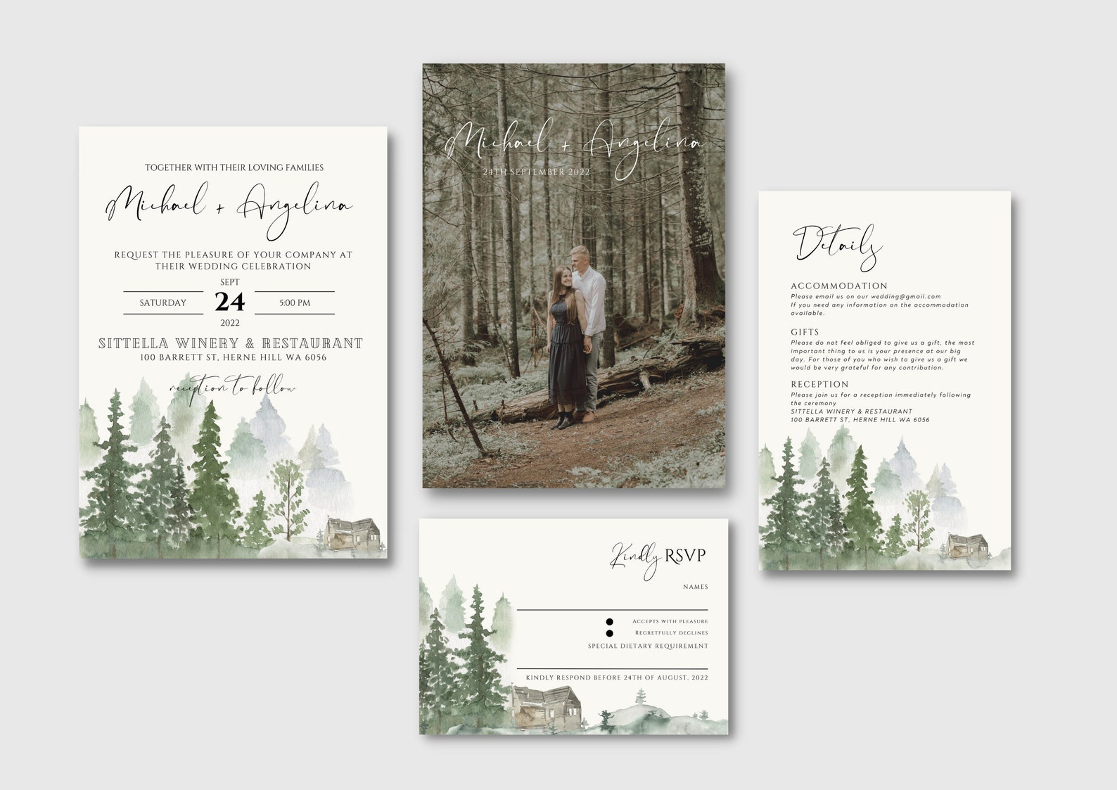 Forest Wedding Invitation Template Woodland Wedding | Etsy