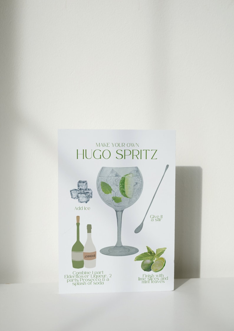 Hugo Spritz Bar Sign | Make Your Own Cocktail | Hugo Spritz Recipe ...