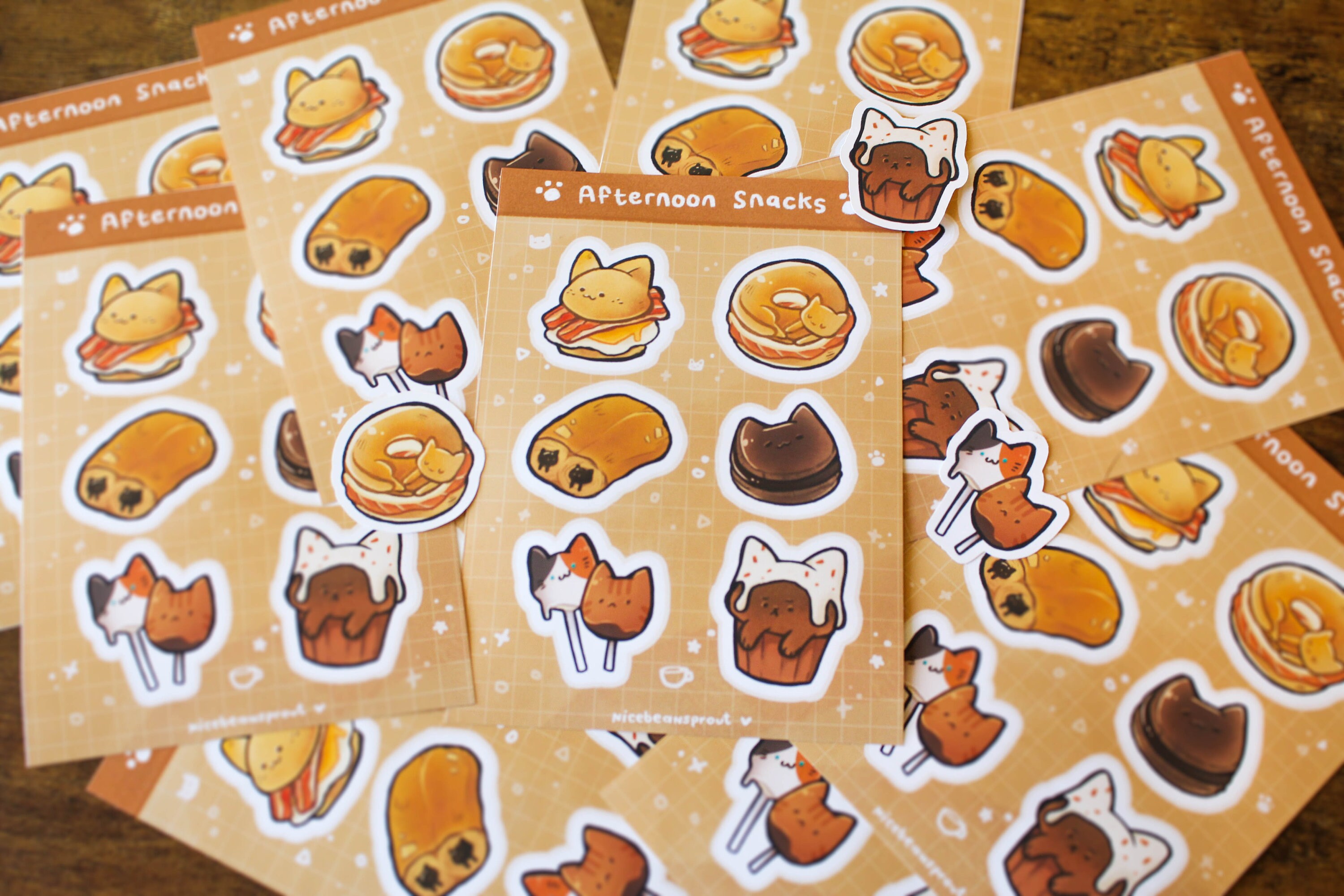 Cute Cat Café Snacks Sticker Sheet - Etsy