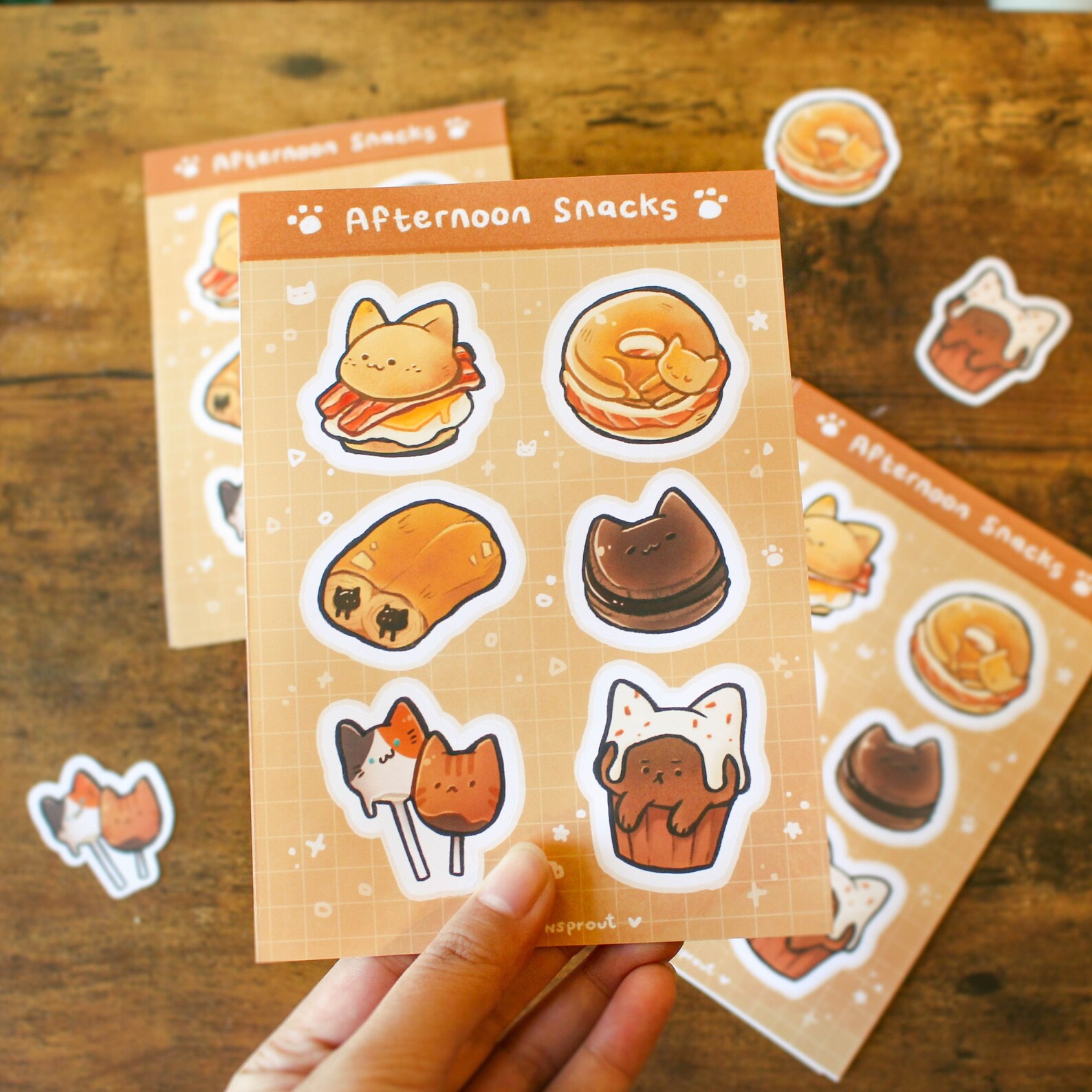 Cute Cat Café Snacks Sticker Sheet - Etsy