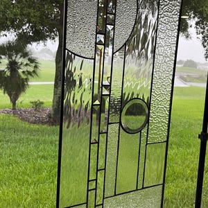 Contemporary Textured and Beveled Glass Window Panel - Etsy
