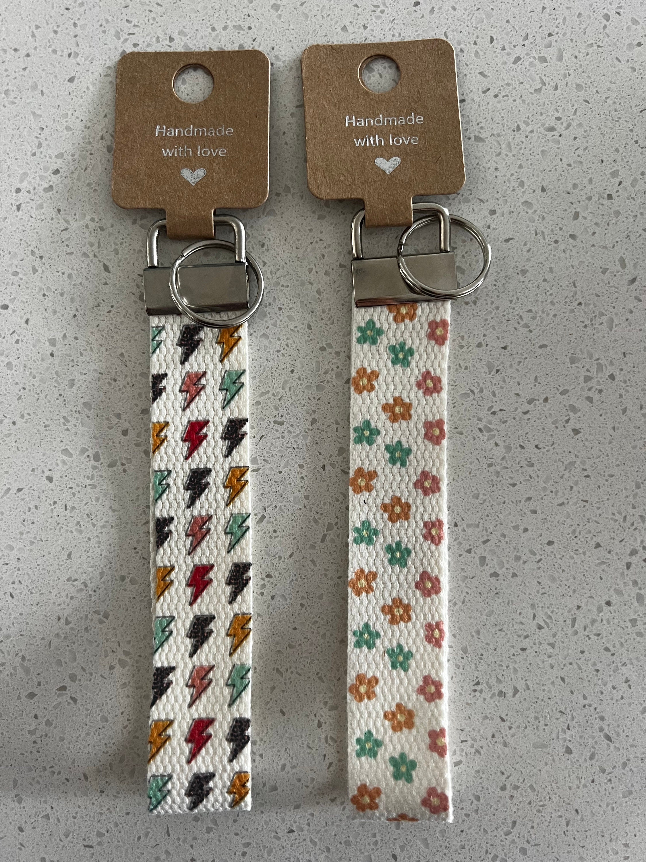 Floral Blue Dog Custom Canvas Wrist Keychain Lanyard Custom Lanyard Key ...