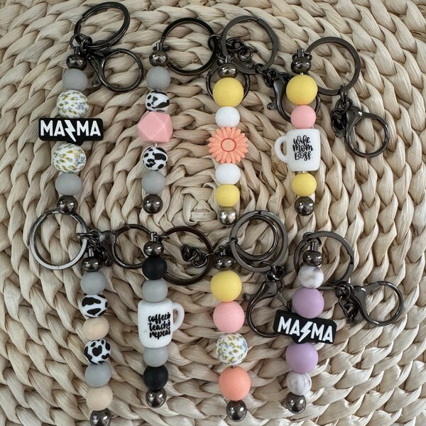 Mama Beaded Keychain - Etsy