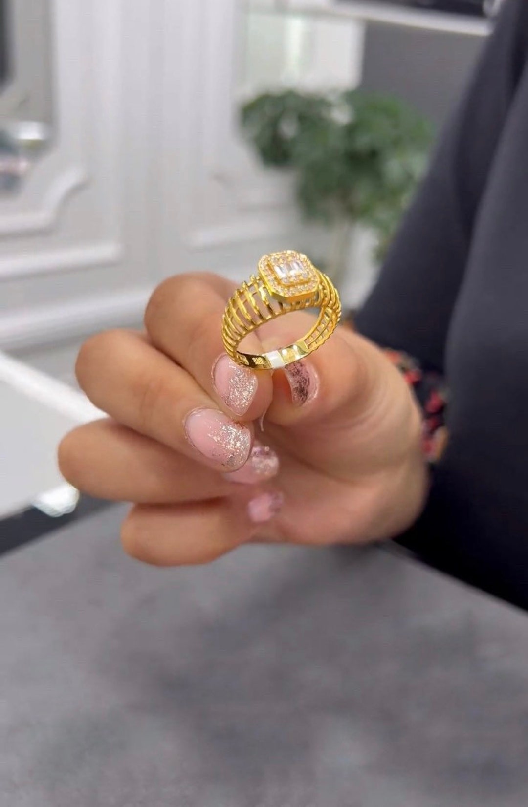 22k Solid Gold Wedding Ring, 22k Solid Gold Baguette Ring, 22k Solid ...