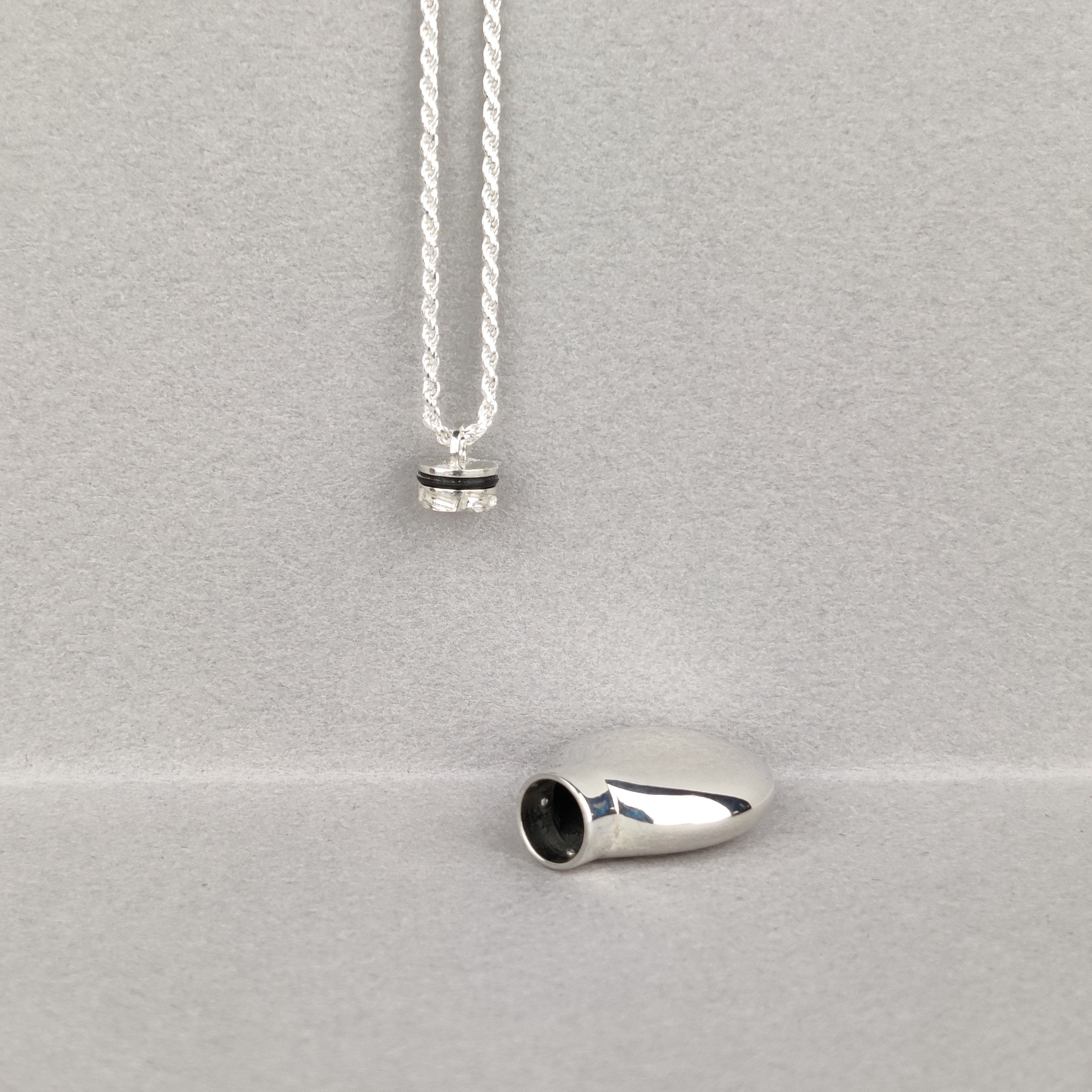 Nitro Pill Pendant Necklace, Polished Solid Sterling Silver, Waterproof ...