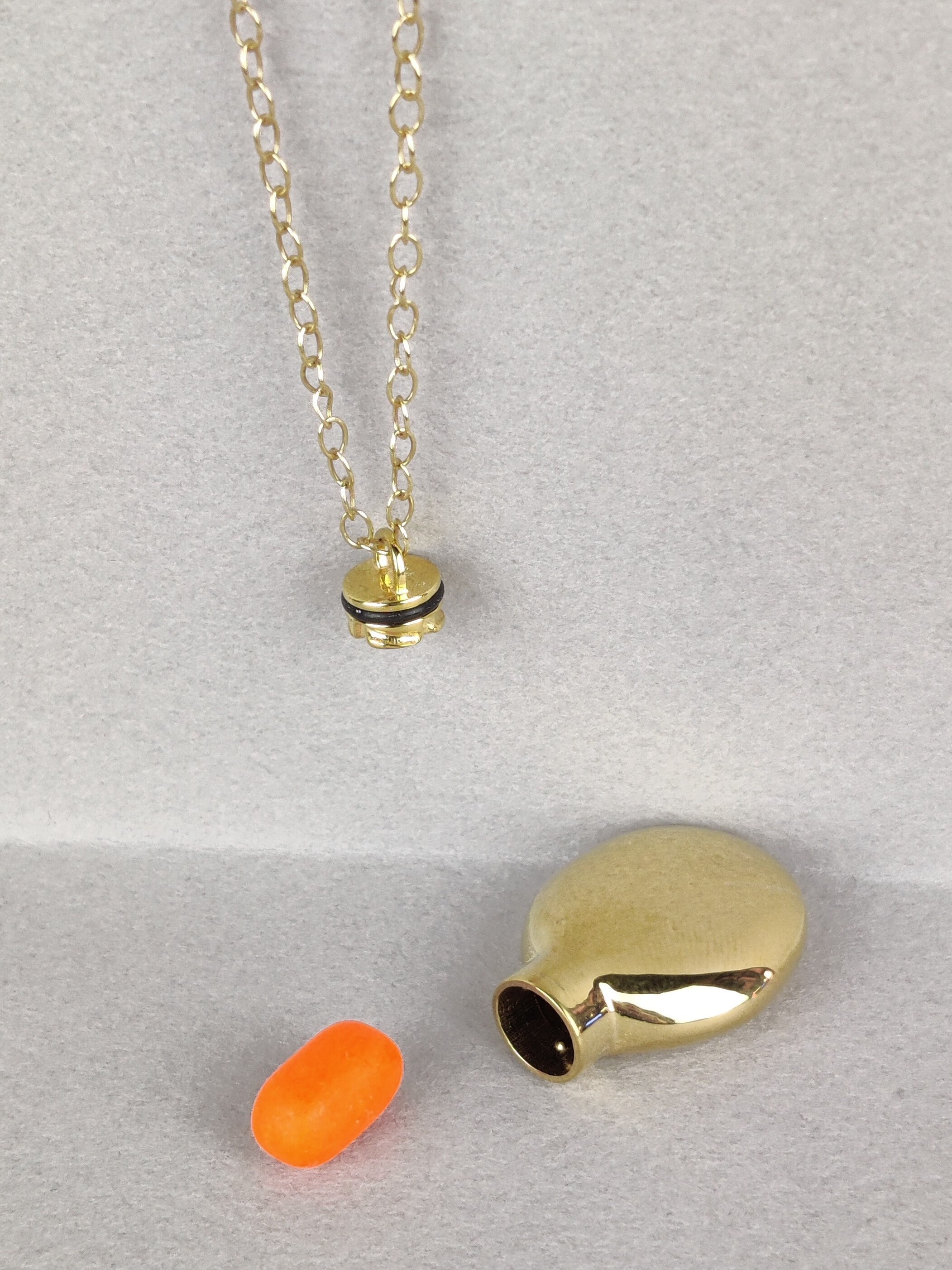 Nitro Pill Pendant Necklace, Polished 14K Gold Plated Brass, Waterproof ...