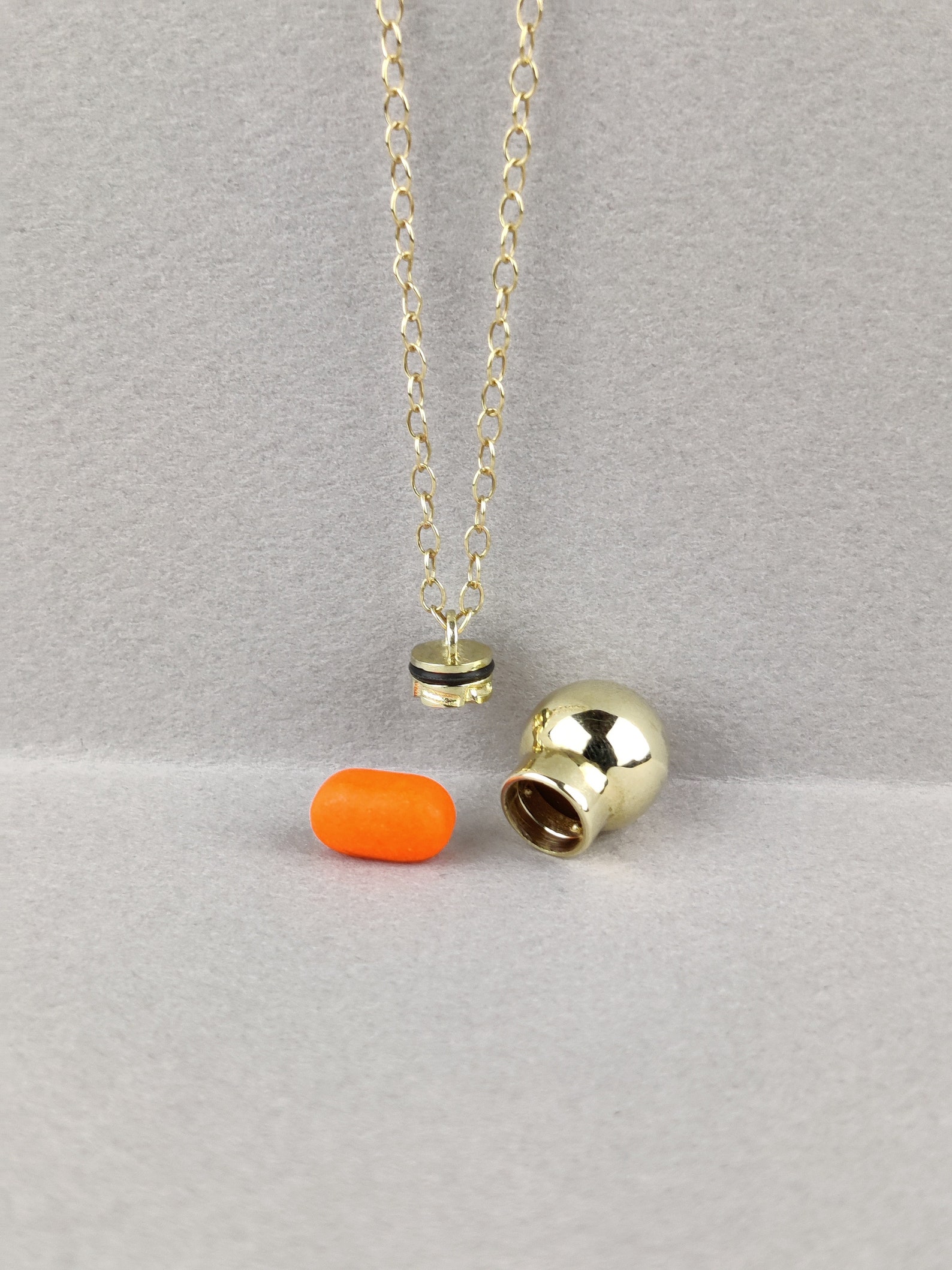 Nitro Pill Pendant Necklace, Polished Brass, Waterproof Pillbox ...