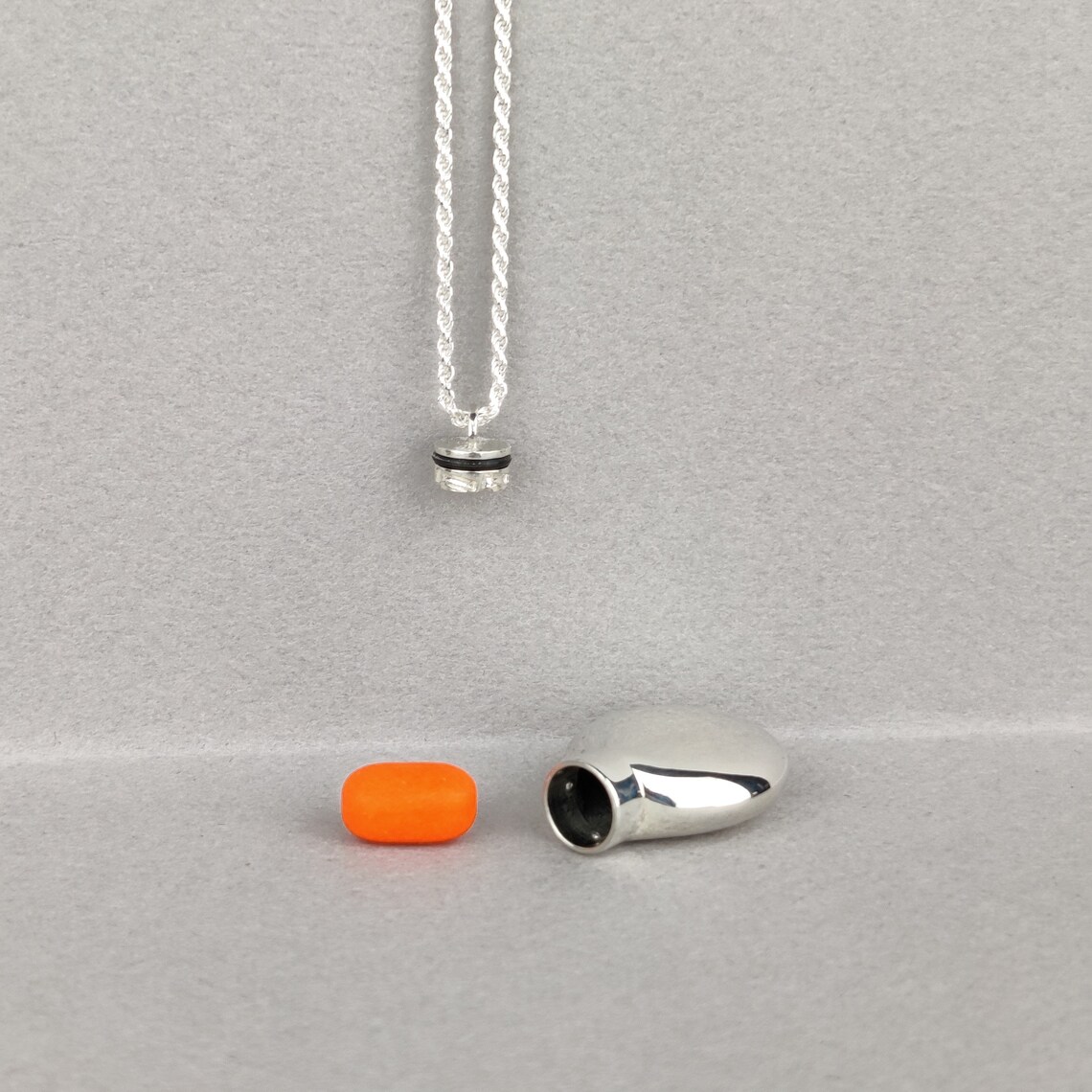 Nitro Pill Pendant Necklace, Polished Solid Sterling Silver, Waterproof ...