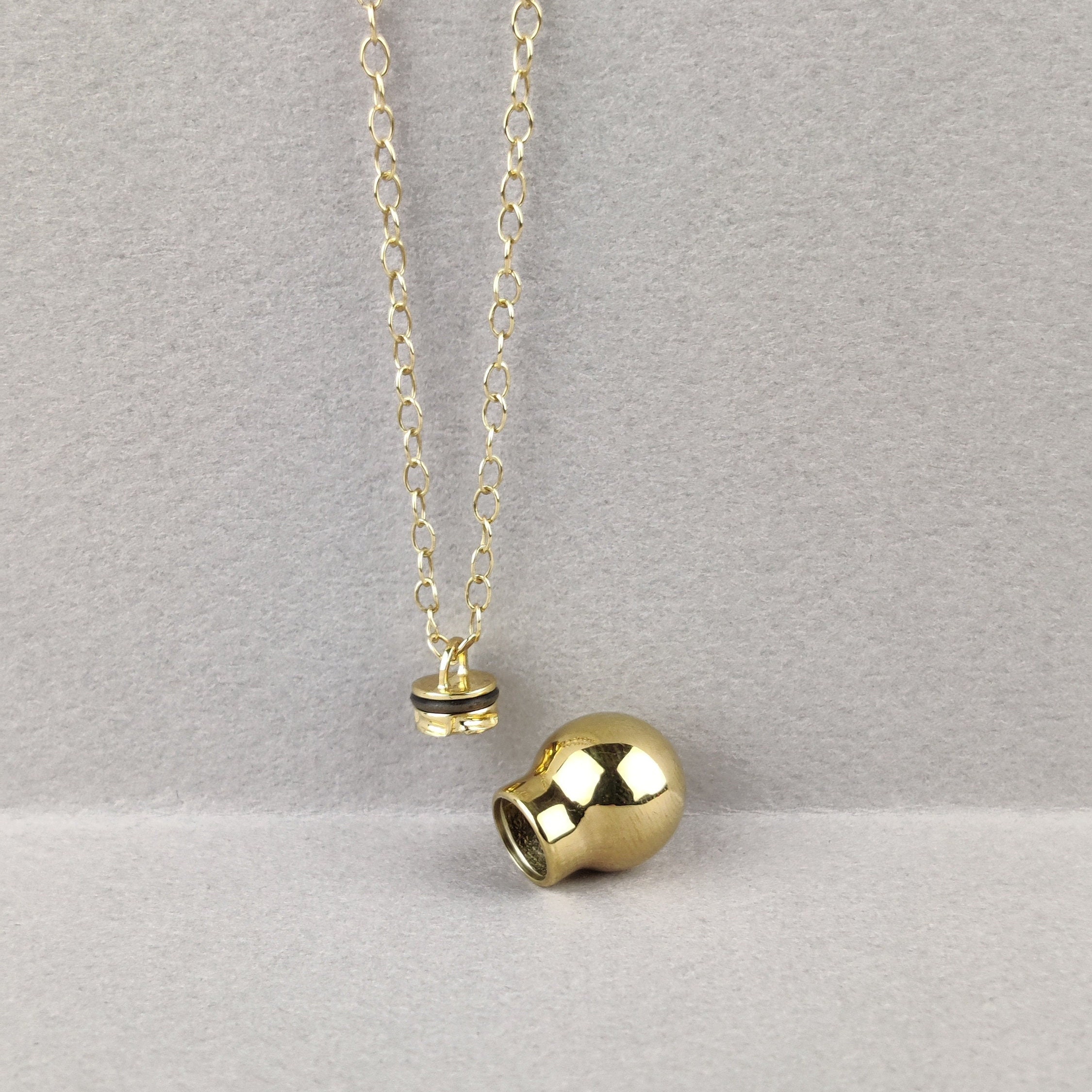 Nitro Pill Pendant Necklace, Polished 14K Gold Plated Brass, Waterproof ...