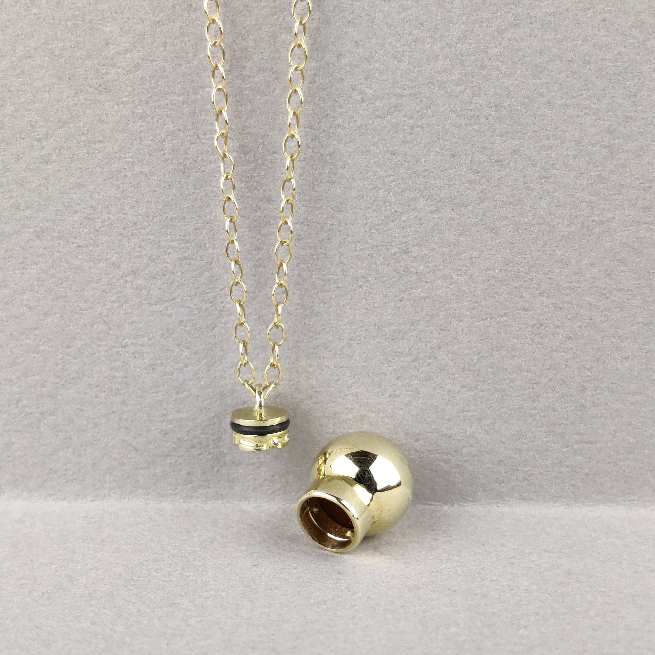 Nitro Pill Pendant Necklace, Polished Brass, Waterproof Pillbox ...