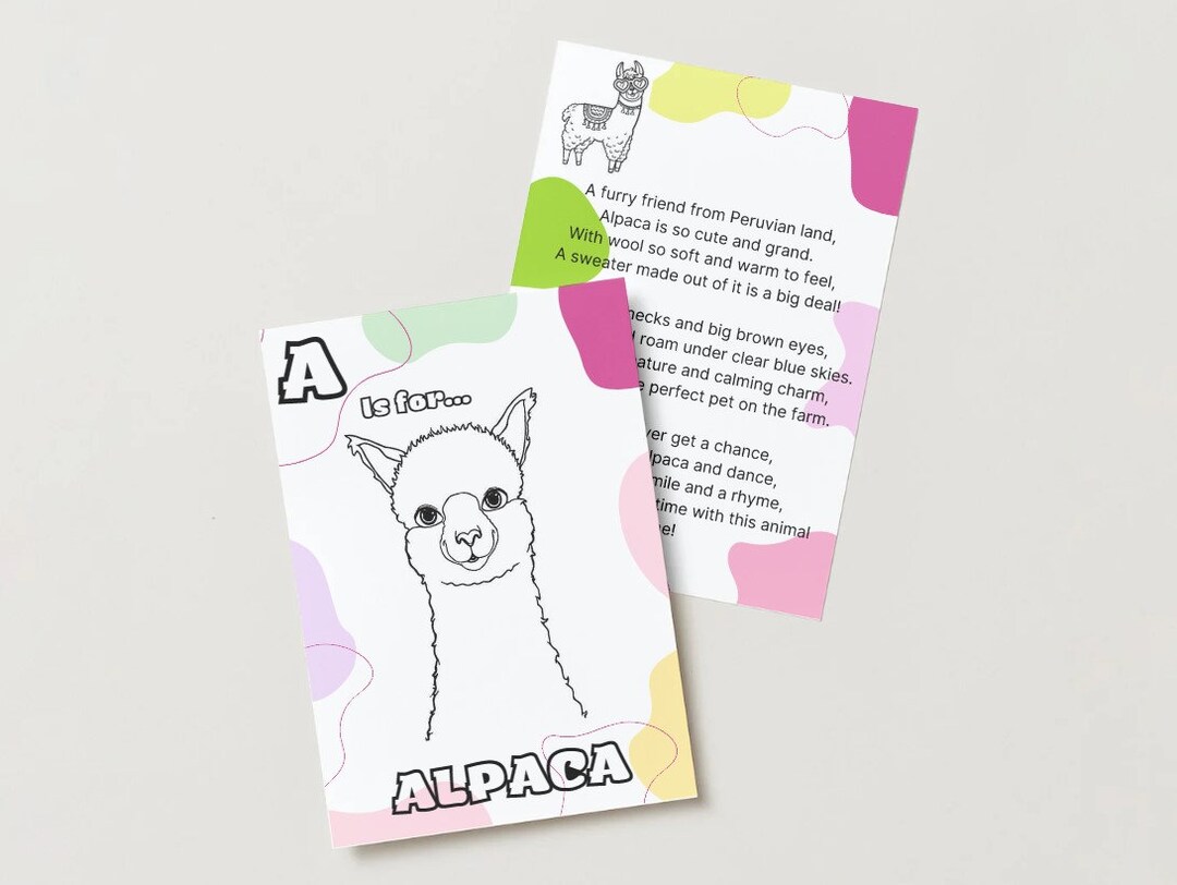 A is for ALPACA Printable Workbook - Etsy